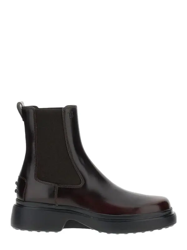 TOD'S Round Toe Platform Ankle Boots - Brown