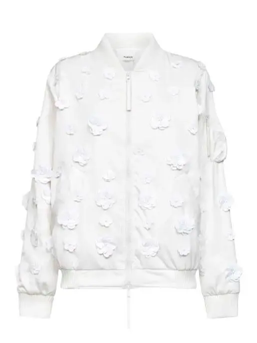 P.a.r.o.s.h Floral Appliqué Bomber Jacket - White