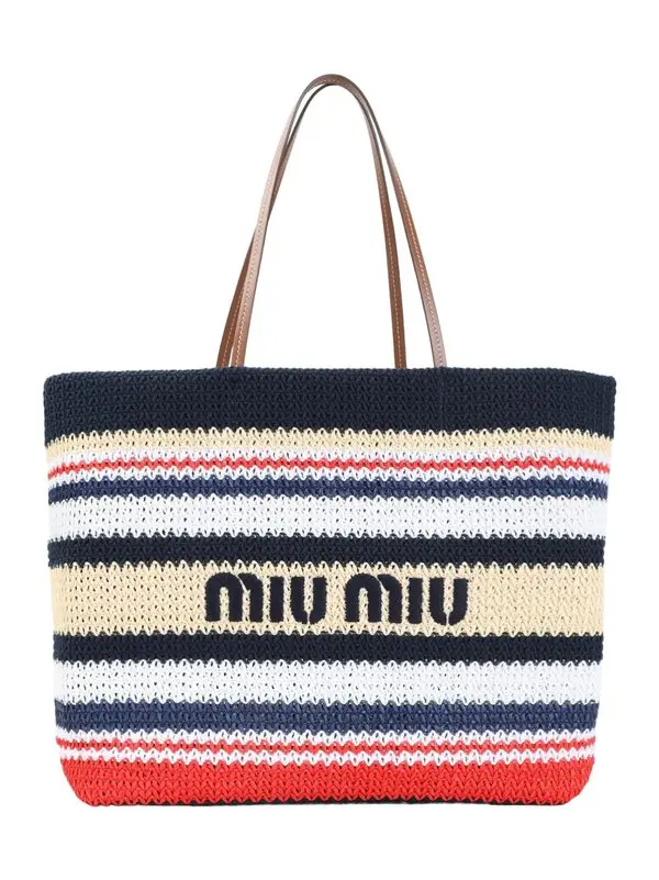 Miu Miu Raffia-effect Woven Tote Bag - Multicolor