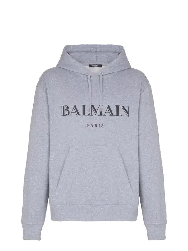 Balmain Printed Hoodie - Gray