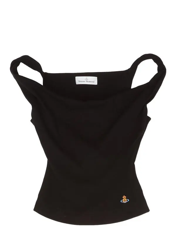 VIVIENNE WESTWOOD Orb Embroidered Knitted Top - Black