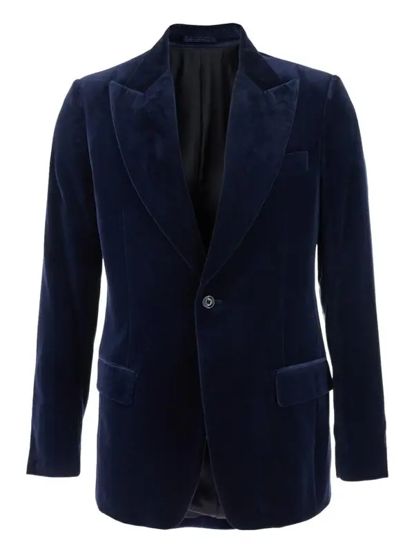 LARDINI Single-breasted Velvet Blazer - Black