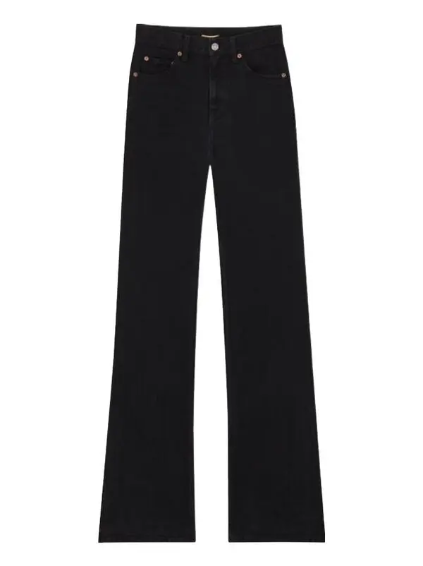 Saint Laurent High-waisted Flared Leg Jeans - Black