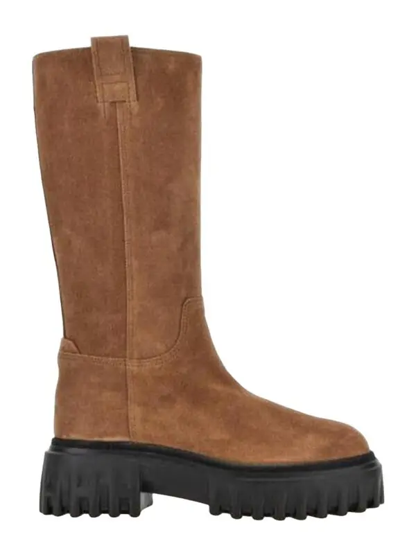 Hogan Lug Sole Side Zipped Ankle Boots - Brown