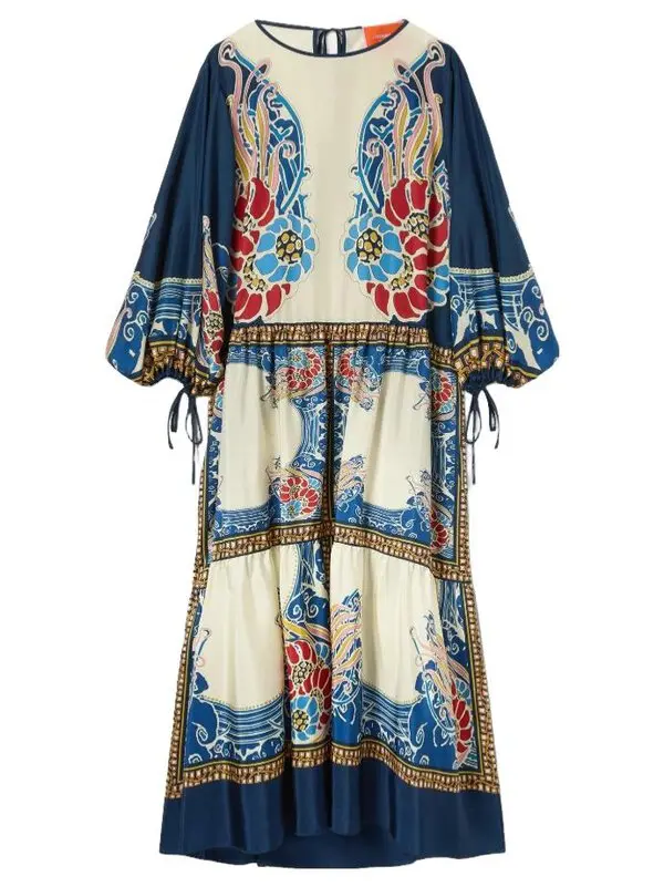 La DoubleJ Printed Silk Maxi Dress - Blue