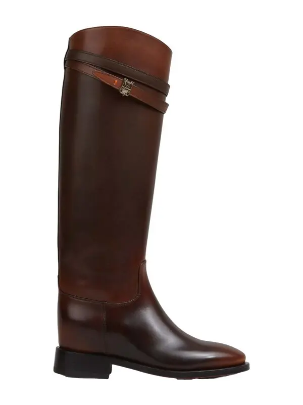 Santoni Round Toe Hermione Boots - Brown