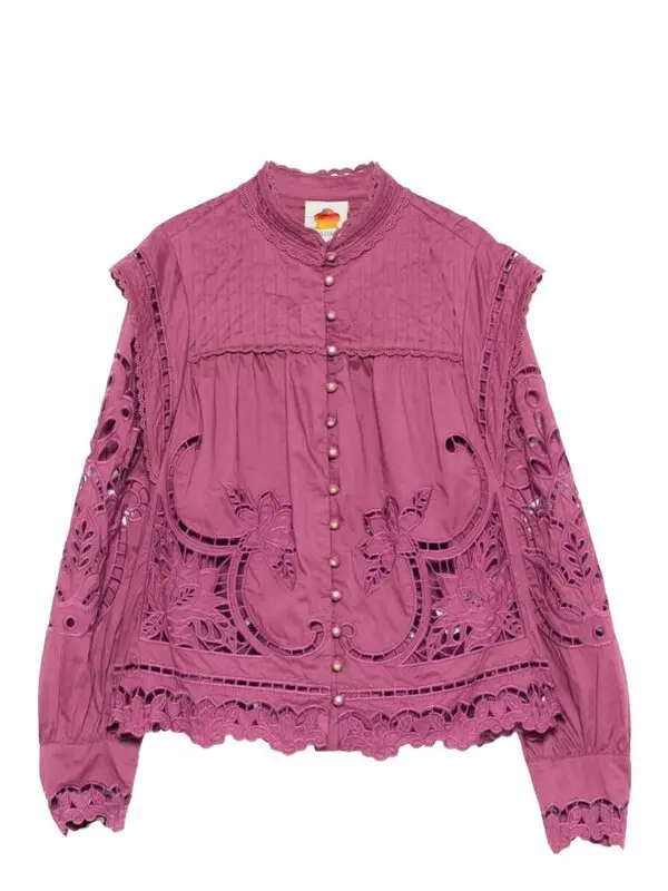 Farm Rio Long-sleeved Shirt With Cut-out Details - Pink