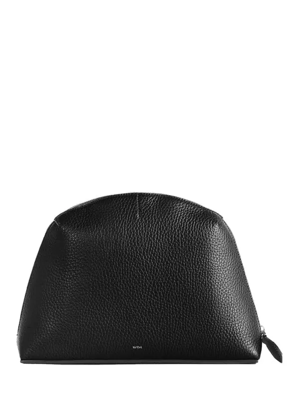 TOTEME Curved Zip Leather Clutch - Black