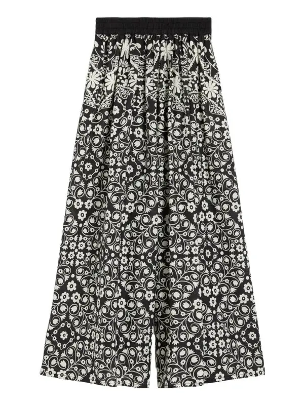 Max Mara Palanca Floral-print Palazzo Pants - Black