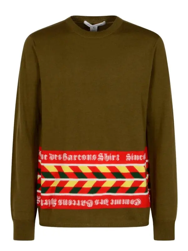 Comme Des Garçons Long Sleeve Crewneck Jumper With Graphic Detail - Brown