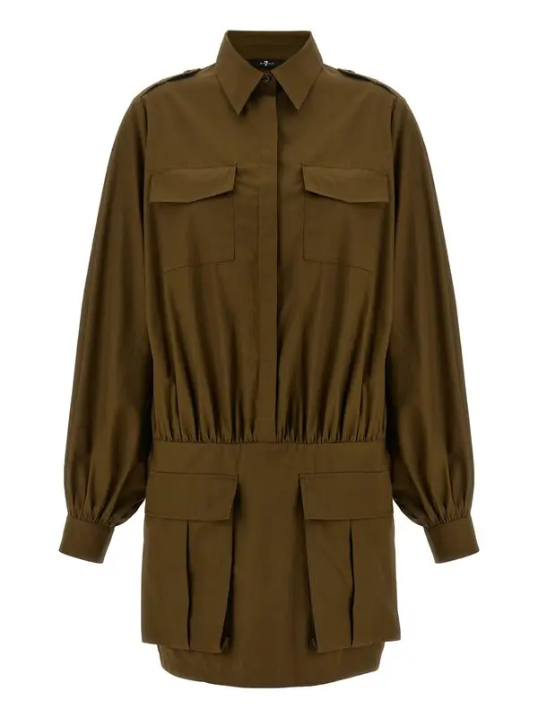 7 For All Mankind Utility Mini Shirt Dress - Brown