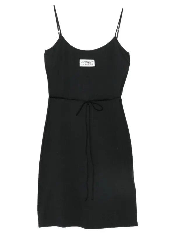 MAISON MARGIELA Spaghetti Strap Logo Patch Mini Dress - Black