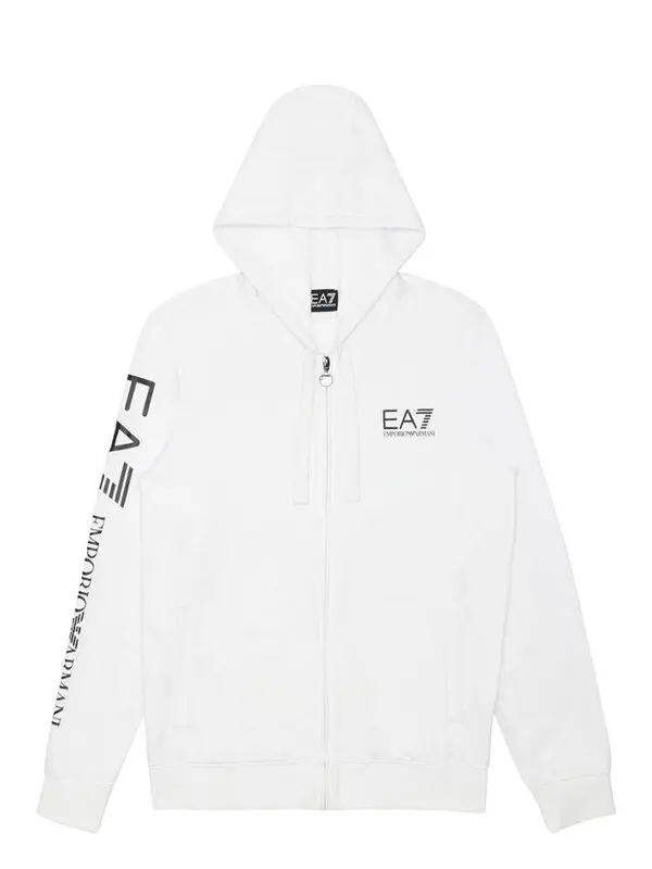 EA7 Hooded Jacket With Logo Print - White