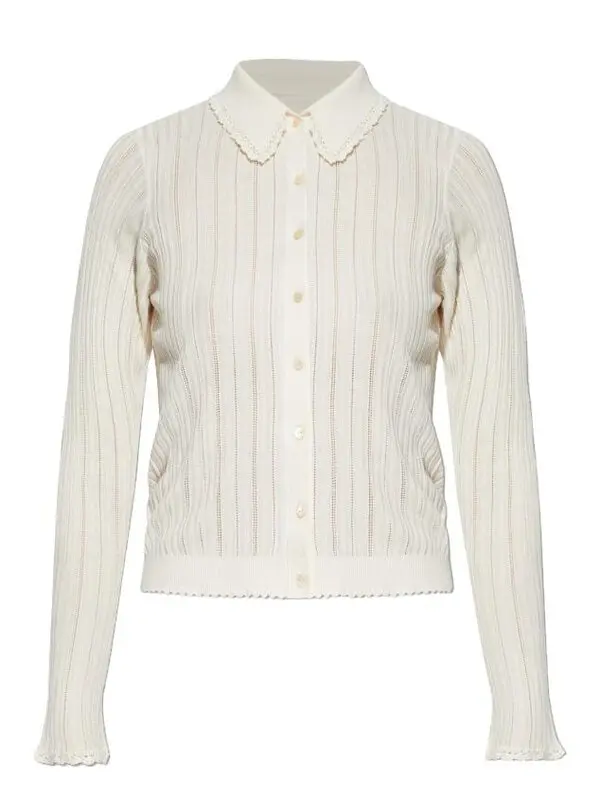 Ulla Johnson Lottie Openwork Knit Cardigan - Off White