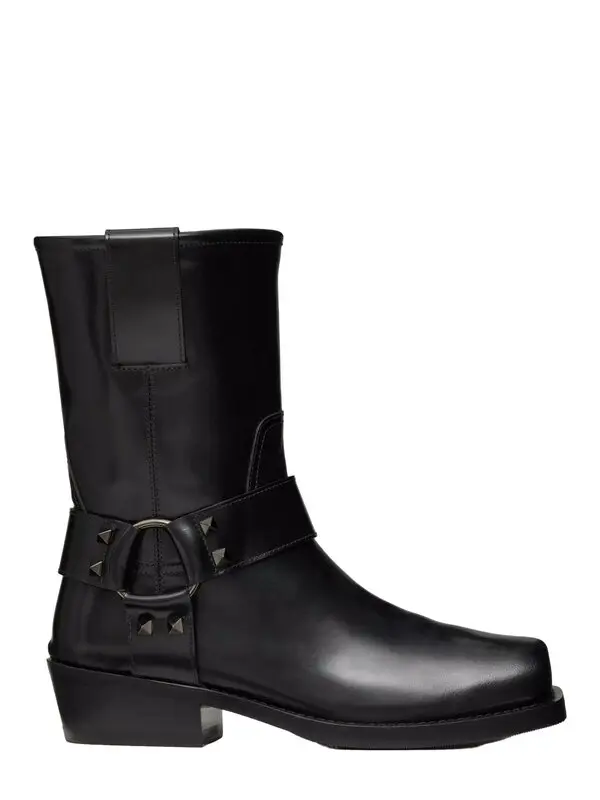 Valentino Garavani Rockstud Square Toe Boots - Black