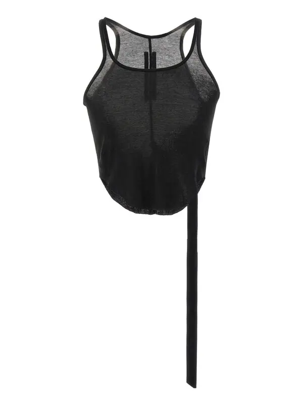 Rick Owens Crewneck Sleeveless Tank Top With Raw Edge Hem - Black