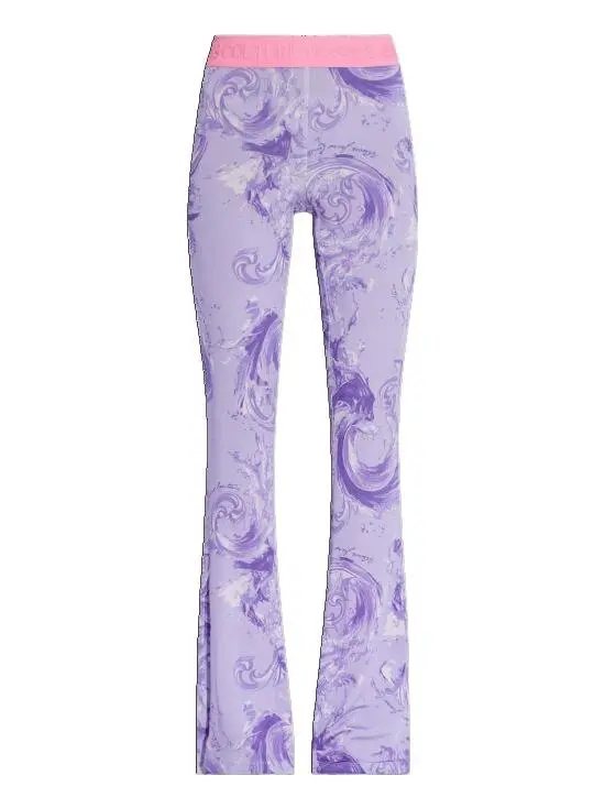 Versace Logo Waistband Flared-leg Trousers - Purple