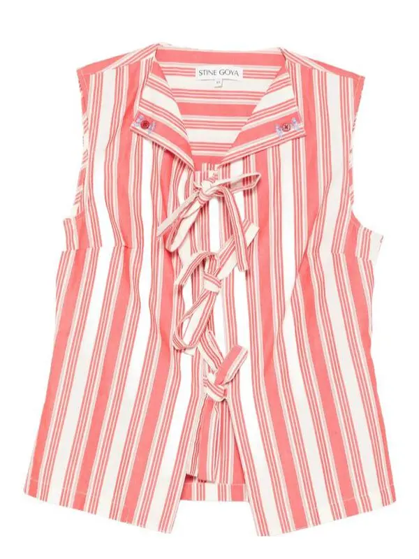 Stine Goya Striped Sleeveless Front Tie Top - No