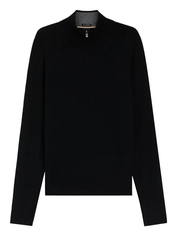 Hugo Boss Zip-up High-neck Sweater - Black