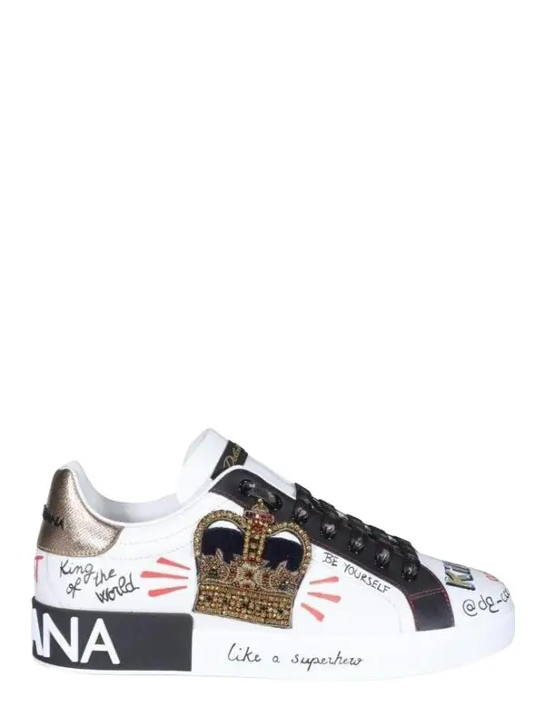 Dolce & Gabbana Portofino Printed Sneakers - White