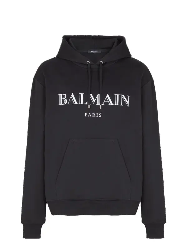 Balmain Printed Logo Hoodie - Black