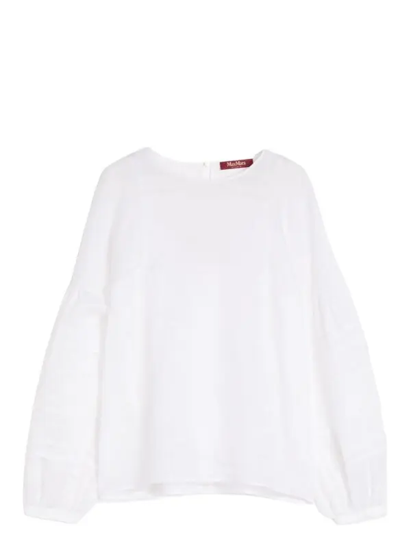 Max Mara Paese Blouse With Crewneck And Cut-out Shoulder - White