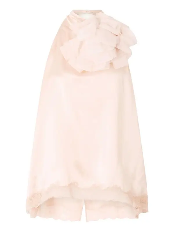 Magda Butrym Lace-trimmed Halter Top - Peach