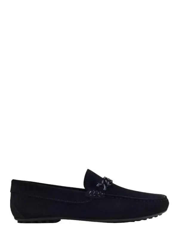 Emporio Armani Suede Loafers With Chain Detail - Black