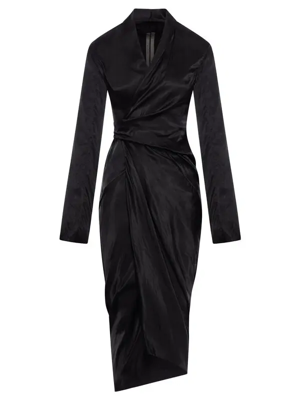 Rick Owens Wrap Satin Dress - Black