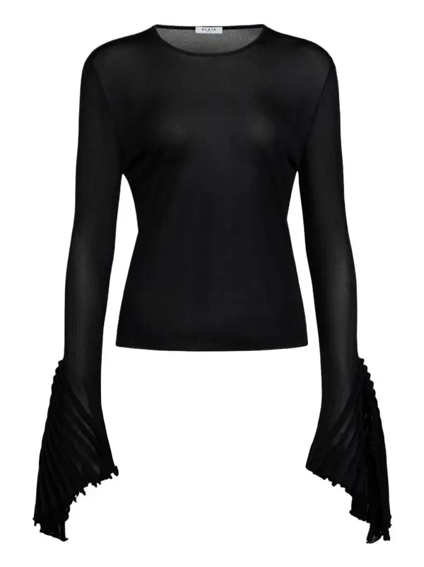 Alaïa Pleated Sleeve Top - Black