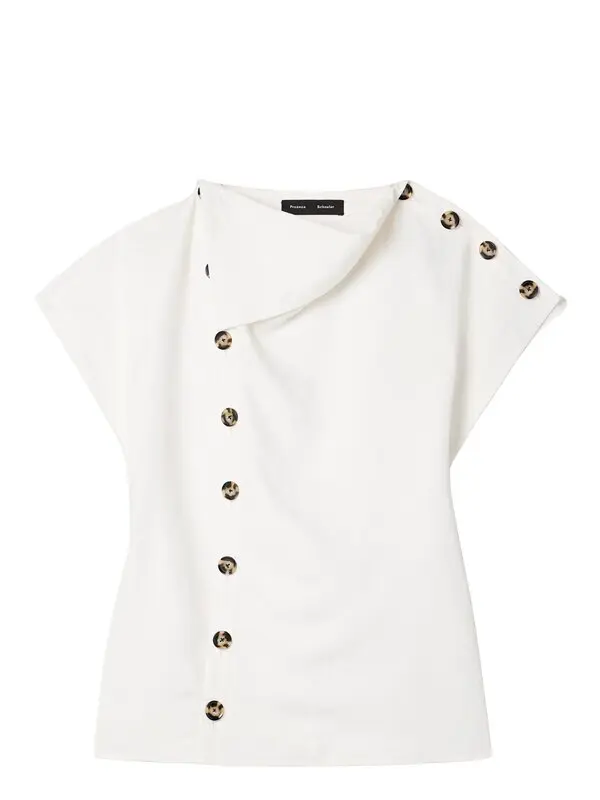 Proenza Schouler Asymmetrical Button Detail Top - Off White
