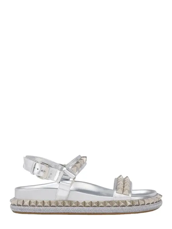 CHRISTIAN LOUBOUTIN Studded Metallic Sandals - White