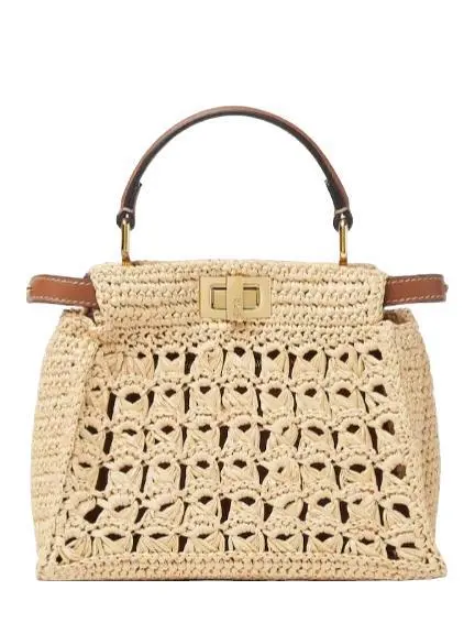 Fendi Peekaboo Mini Shoulder Bag - Beige
