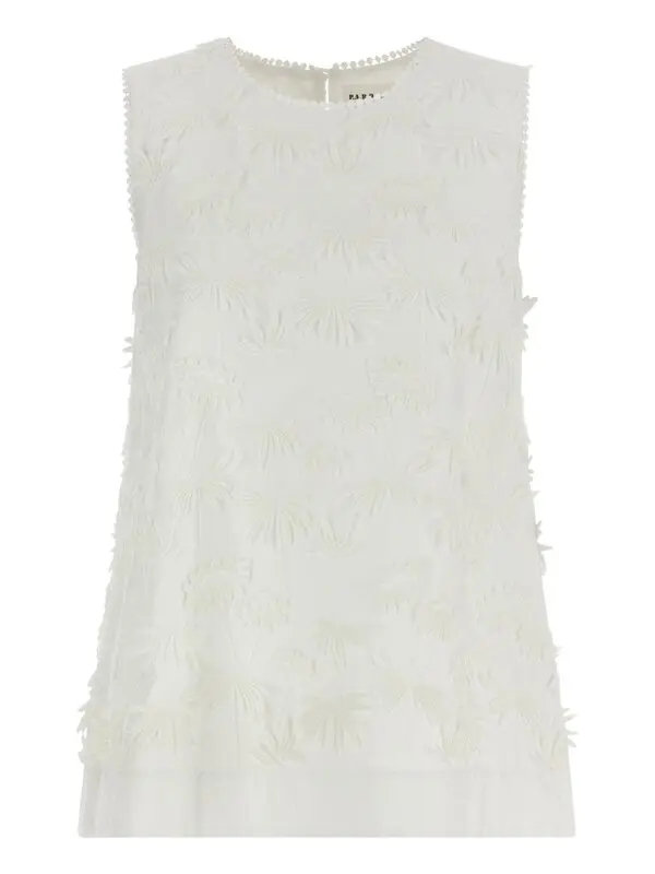P.a.r.o.s.h Sleeveless Embroidered Blouse - White