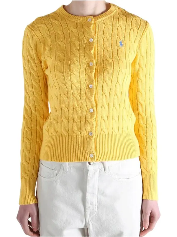 Polo Ralph Lauren Cable Knit Cropped Cardigan - Beach Yellow