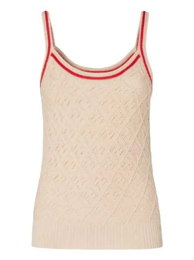 Fendi Argyle Motif Openwork Knitted Tank Top - Light Brown