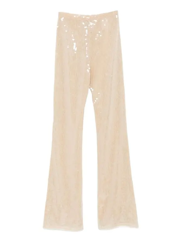 Oseree Sequin Wide Leg Trousers - Nude