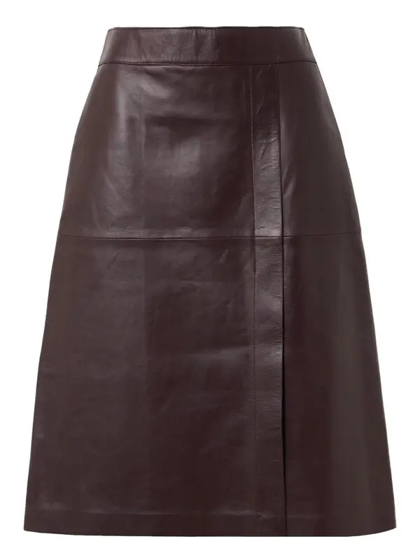 JOSEPH Sevres Paneled Leather Skirt - Black