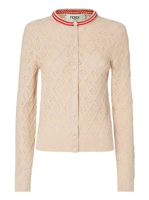 Fendi Argyle Motif Openwork Cardigan - Light Brown