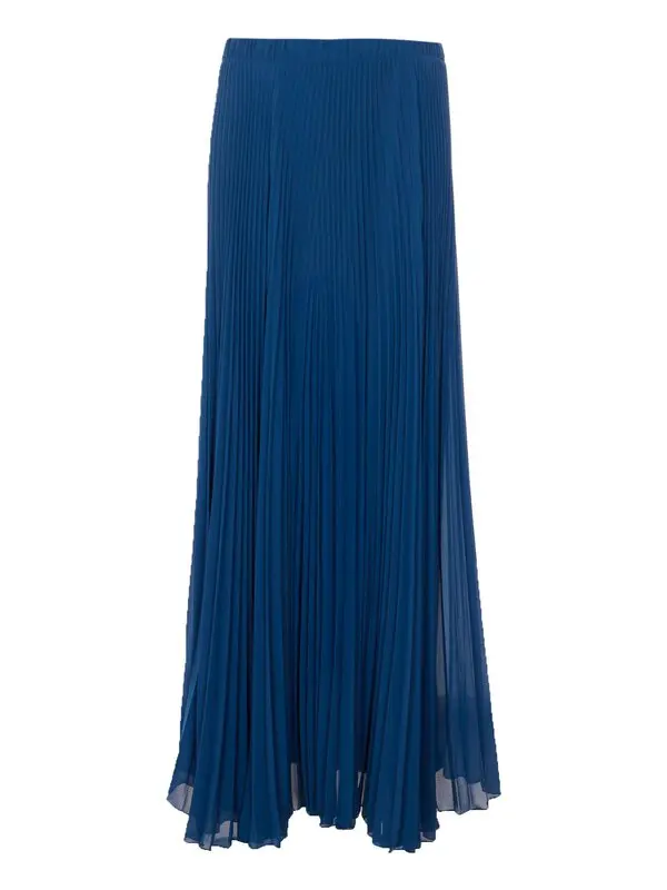 Patrizia Pepe Pleated Maxi Skirt With Logo Detail - Blue