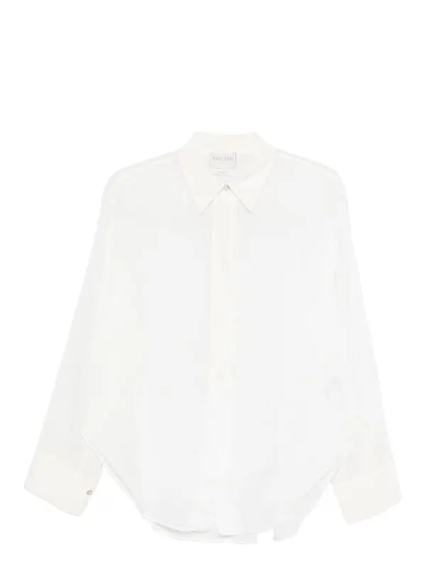 FORTE_FORTE Long Sleeve Shirt With Pointed Collar - White