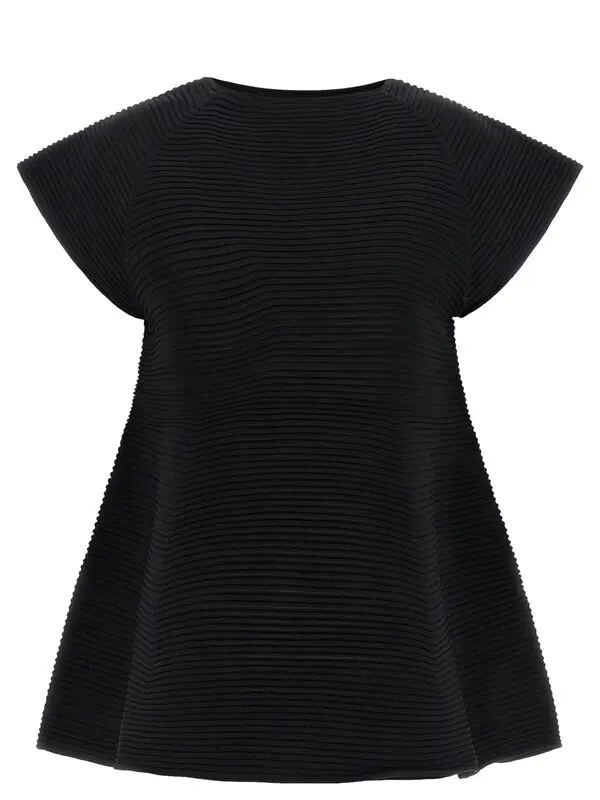 Issey Miyake Corrugated Knit Mini Dress - Black