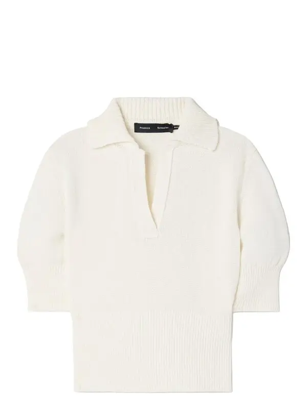 Proenza Schouler Reeve Knit Polo Shirt - White