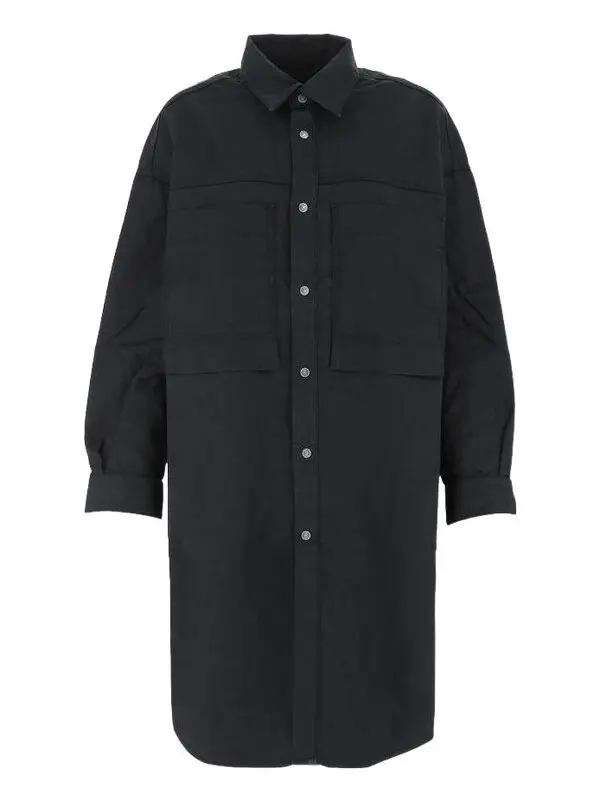 DIESEL® Oversized Long Shirt Dress With Classic Collar And Pockets - Black