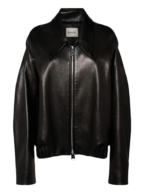 Khaite Odin Leather Zip Up Jacket - Black