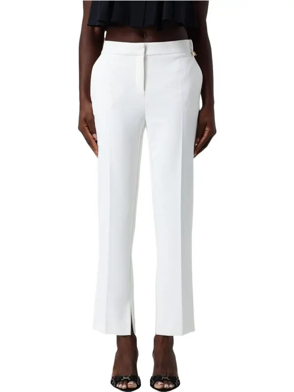 Elisabetta Franchi Logo Charm Lightweight Tailored Pants - White