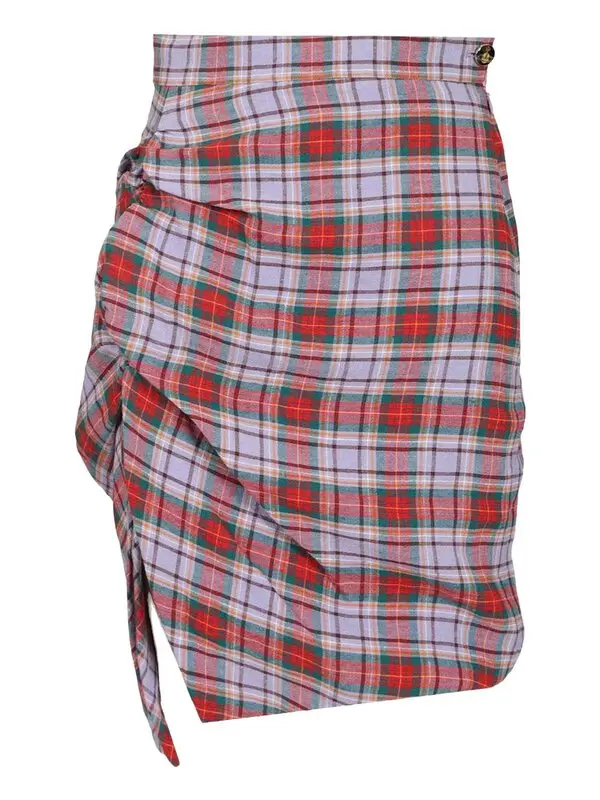 VIVIENNE WESTWOOD Ruched Plaid Skirt - Multi-color