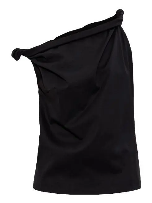 RÓHE Asymmetrical Knotted One-shoulder Top - Black