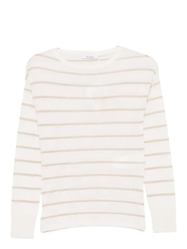 Max Mara Striped Crewneck Long Sleeve T-shirt - White