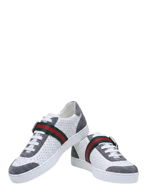 Gucci Casual Sneakers With Web Stripe Detail - White